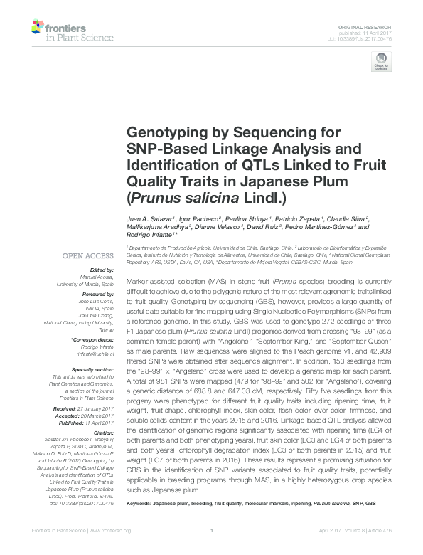 (PDF) Genotyping by sequencing for Snp-Based linkage analysis and identification of QTLs linked ...