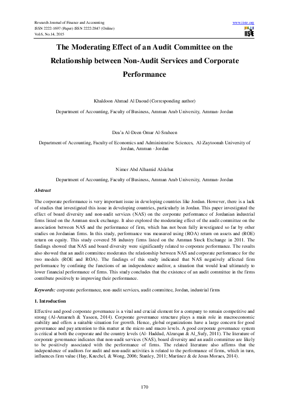(PDF) The Moderating Effect of an Audit Committee on the Relationship ...