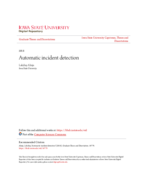 (PDF) Automatic incident detection