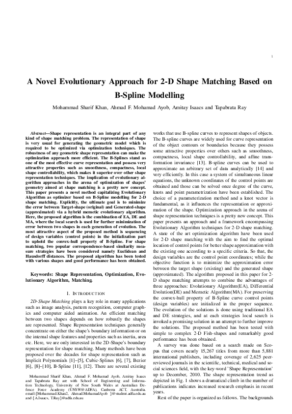 (PDF) A Novel Evolutionary Approach for 2-D Shape Matching Based on B-Spline Modelling