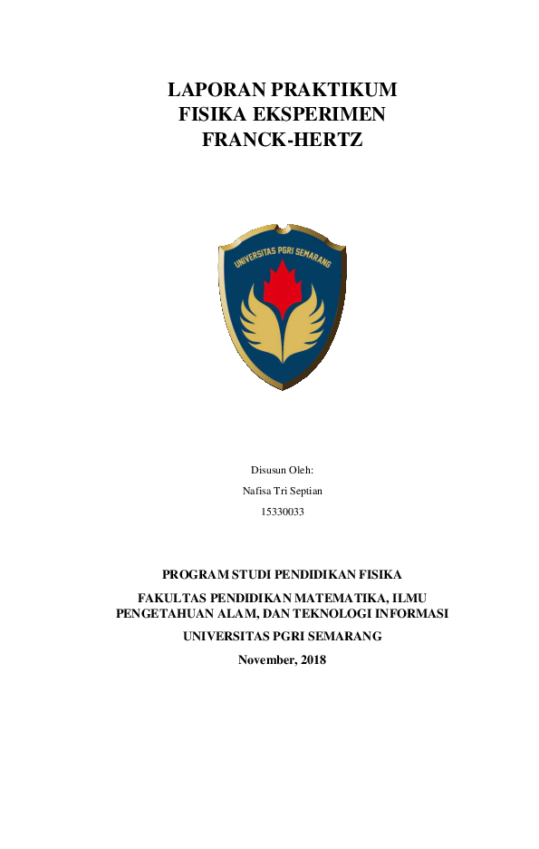 (PDF) LAPORAN PRAKTIKUM FISIKA EKSPERIMEN FRANCK-HERTZ PROGRAM STUDI ... (PDF) LAPORAN PRAKTIKUM FISIKA EKSPERIMEN FRANCK-HERTZ PROGRAM STUDI ...