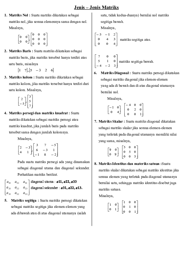(DOC) Jenis jenis matriks