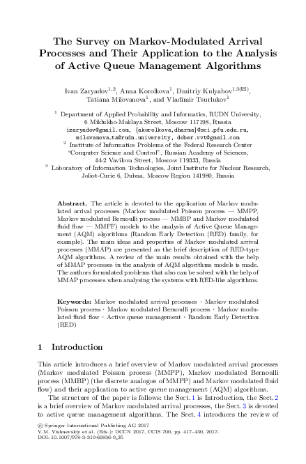 (PDF) The Survey on Markov-Modulated Arrival Processes and Their Application to the Analysis of ...
