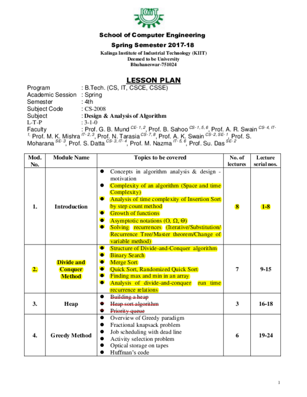 (PDF) Comprehensive Lesson Plan for Algorithm Design