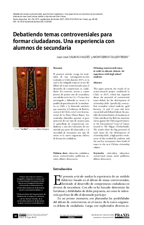 (PDF) Debatiendo temas controversiales para formar ciudadanos. Una ...