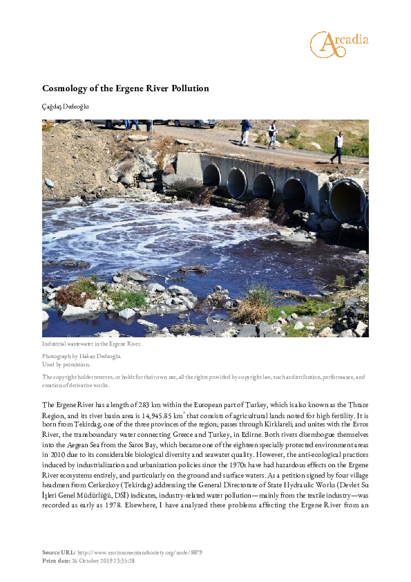 (PDF) Cosmology of the Ergene River Pollution