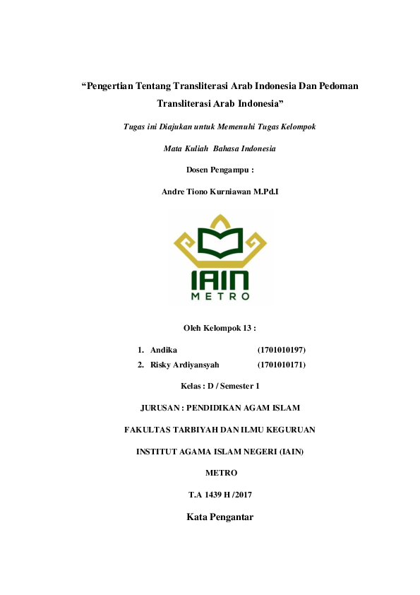(DOC) Makalah Pengertian Tentang Transliterasi Arab Indonesia Dan ...
