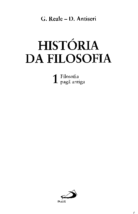 (PDF) História da Filosofia Volume 1 (Giovanni Reale Dario Antiseri)