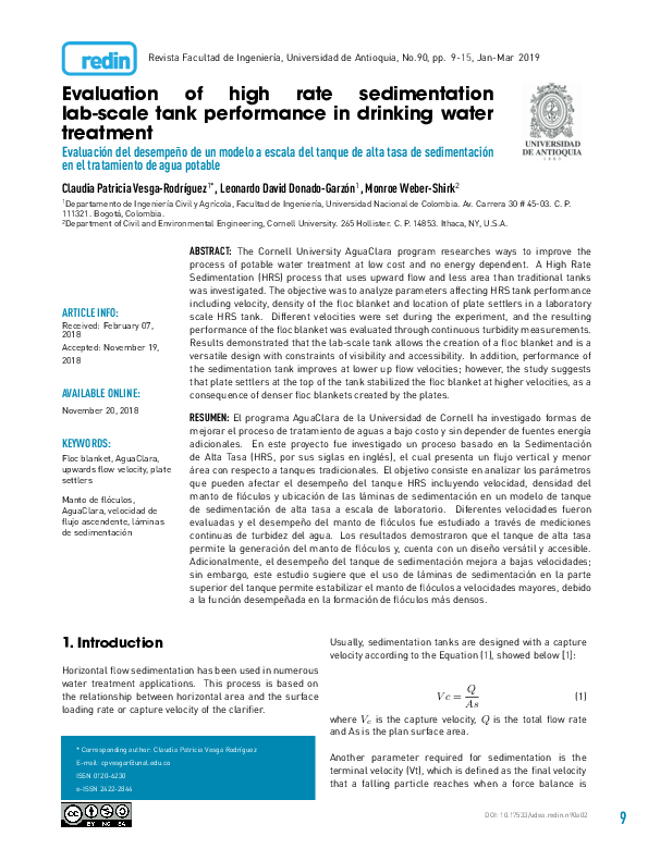 (PDF) Evaluation of high rate sedimentation lab-scale tank performance ...
