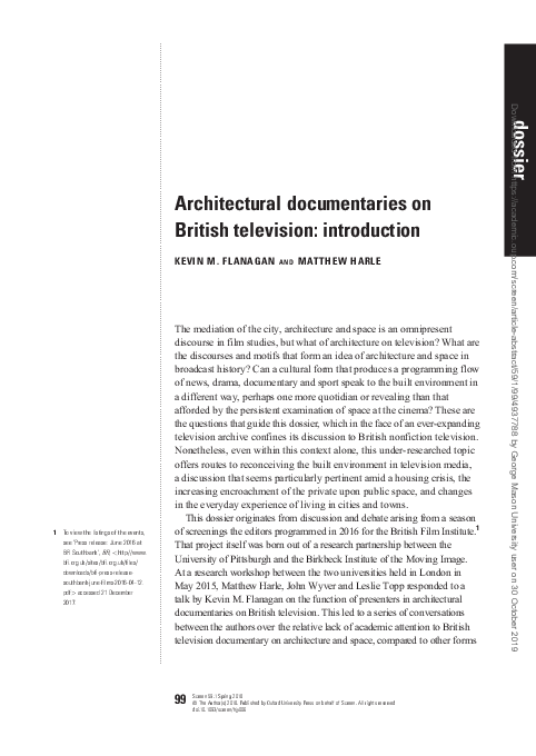 (PDF) Dossier: Architectural Documentaries on British Television