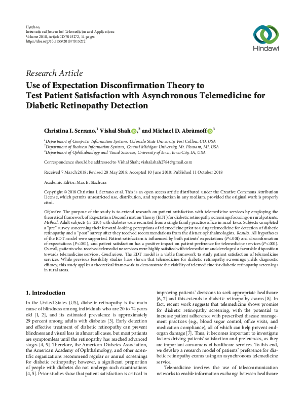 (PDF) Use of Expectation Disconfirmation Theory to Test Patient ...