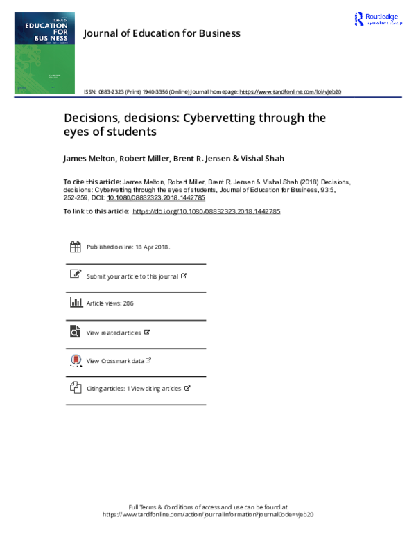 (PDF) Decisions, decisions: Cybervetting through the eyes of students