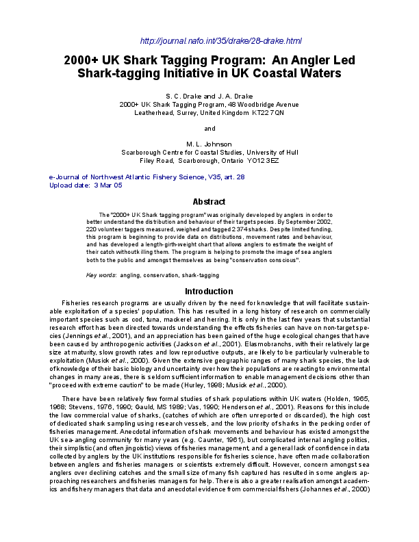 (PDF) 200+ UK Shark tagging programme: An angler led shark-tagging ...