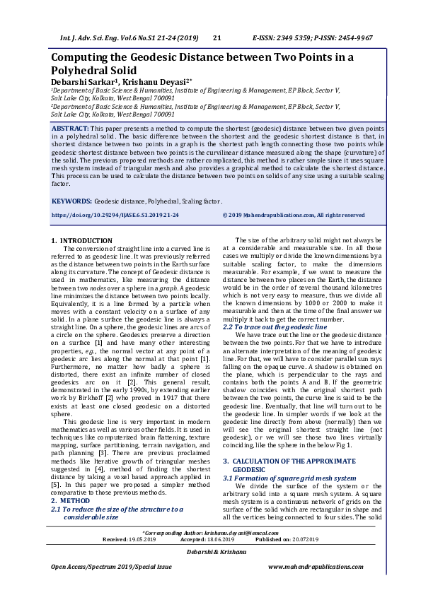 (PDF) Computing the Geodesic Distance between Two Points in a ...
