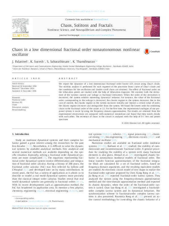 Pdf Chaos In A Low Dimensional Fractional Order Nonautonomous Nonlinear Oscillator