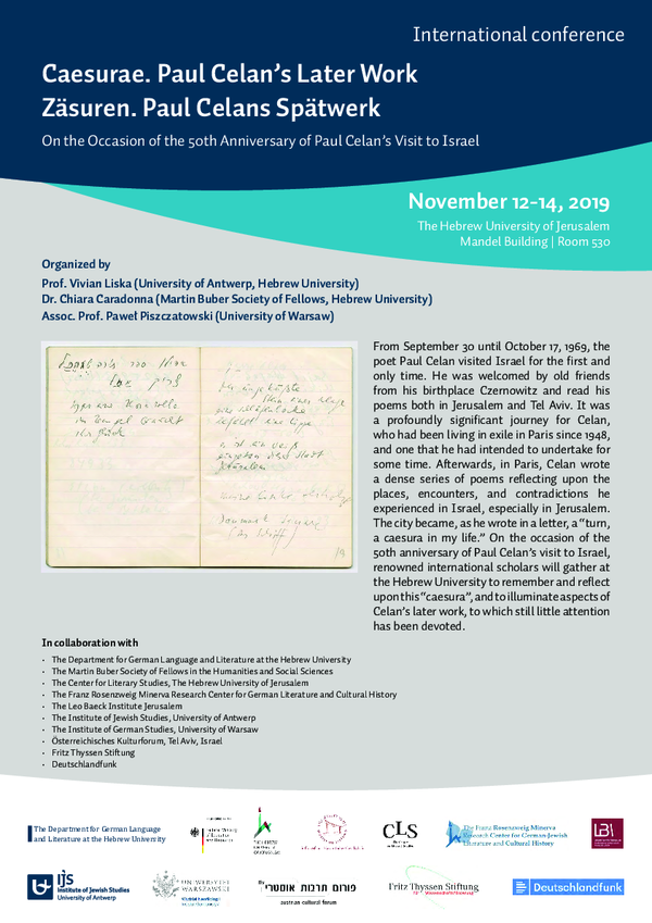 (PDF) Caesurae. Paul Celan's Later Work | Zäsuren. Paul Celans Spätwerk