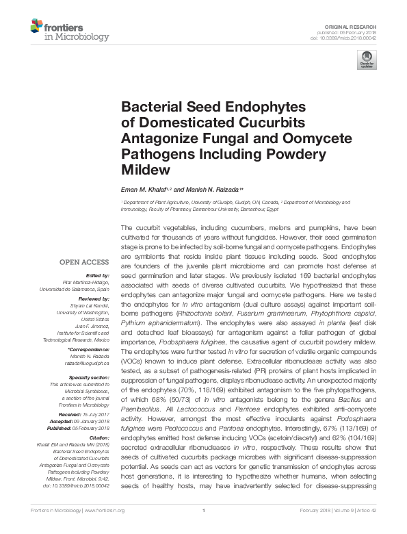 (PDF) Bacterial Seed Endophytes of Domesticated Cucurbits Antagonize ...
