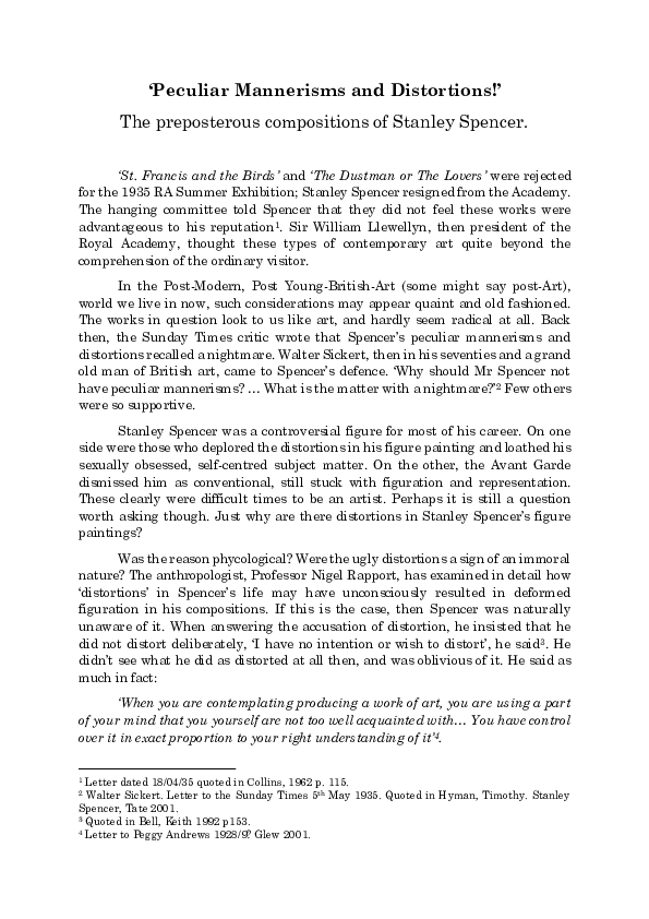 (DOC) 'Peculiar Mannerisms and Distortions!' The preposterous ...