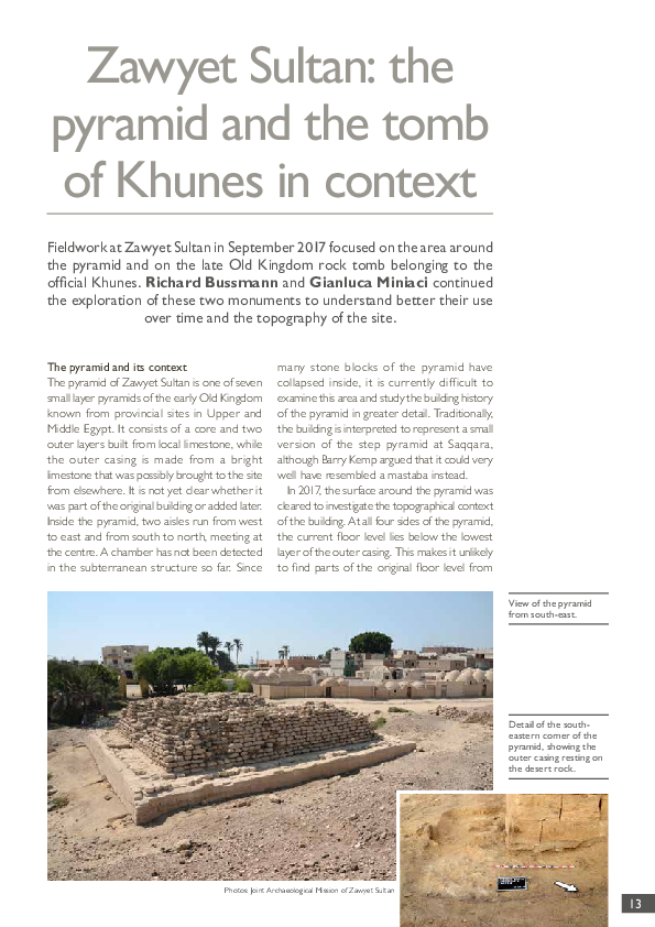 (PDF) Zawyet Sultan: the pyramid and tomb of Khunes in context (with G ...