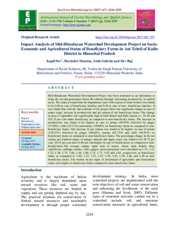 (PDF) Impact Analysis of Mid-Himalayan Watershed Development Project on ...
