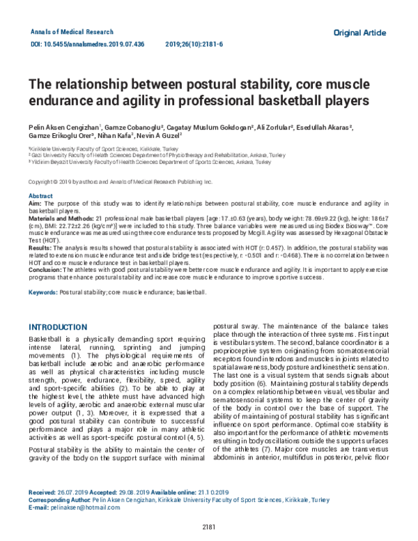 (PDF) The relationship between postural stability, core muscle ...