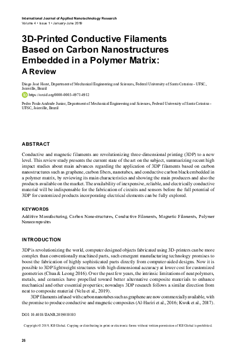 (PDF) 3D-Printed Conductive Filaments Based on Carbon Nanostructures Embedded in a Polymer ...