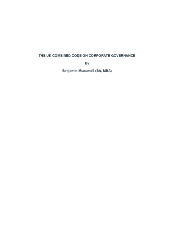 (PDF) THE UK COMBINED CODE ON CORPORATE GOVERNANCE