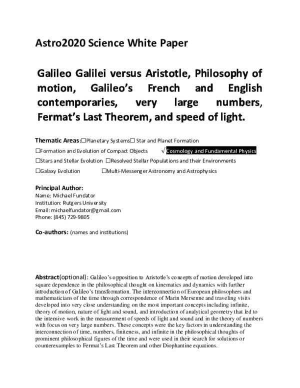 (PDF) Astro White Paper I