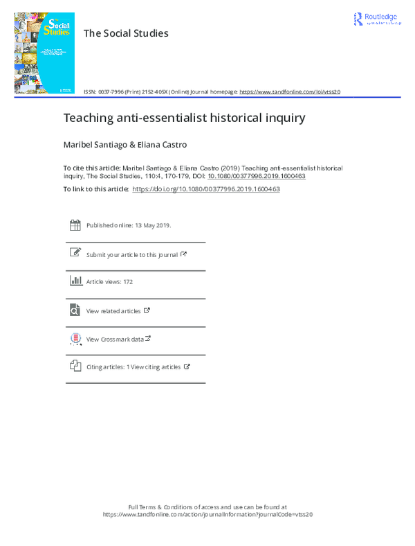(PDF) The Social Studies Teaching anti-essentialist historical inquiry