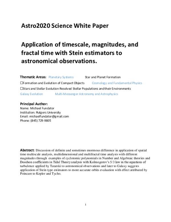 (PDF) Astro White Paper II
