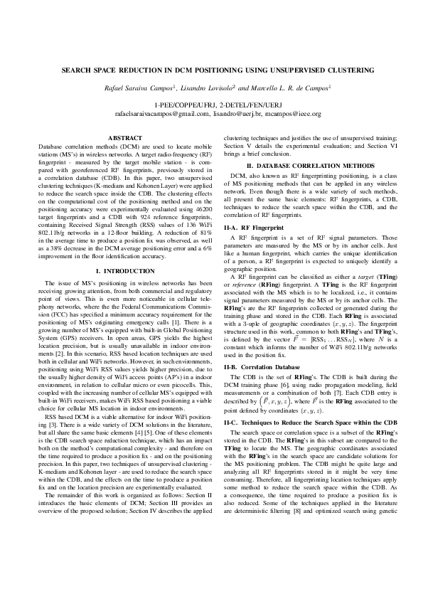 Pdf Search Space Reduction In Dcm Positioning Using Unsupervised Clustering