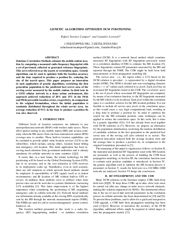 (PDF) Genetic algorithm optimized DCM positioning