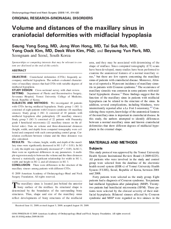 (PDF) Volume and distances of the maxillary sinus in craniofacial ...