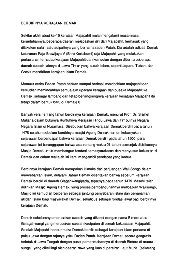 (DOC) BERDIRINYA KERAJAAN DEMAK (DOC) BERDIRINYA KERAJAAN DEMAK