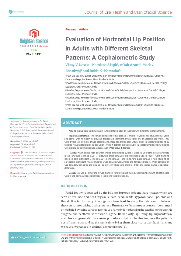 (PDF) Journal of Oral Health and Craniofacial Science