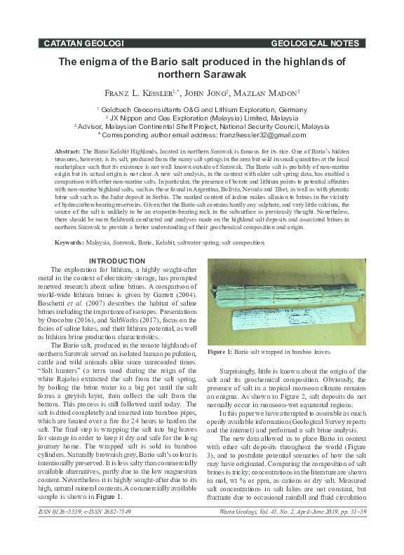 (PDF) The enigma of the Bario salt produced in the highlands of ...