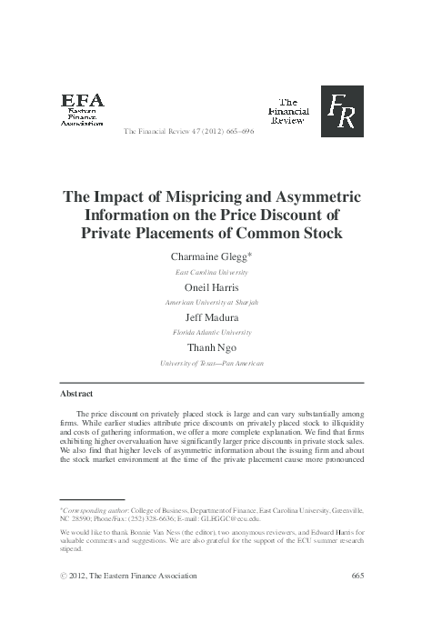 (PDF) The Impact of Mispricing and Asymmetric Information on the Price ...