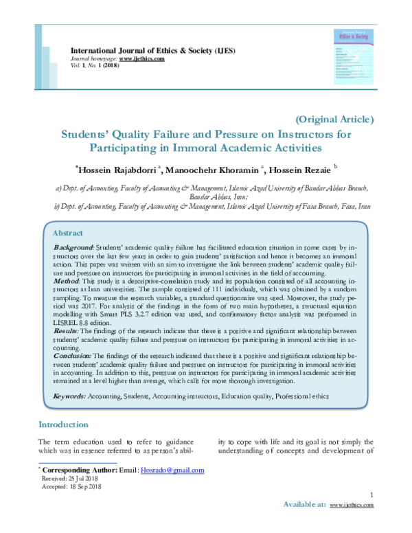 (PDF) Students' Quality Failure and Pressure on Instructors for ...