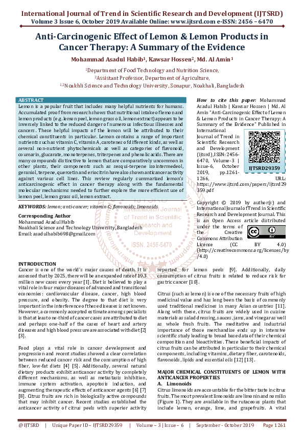 (PDF) Anti-Carcinogenic Effect of Lemon & Lemon Products in Cancer ...