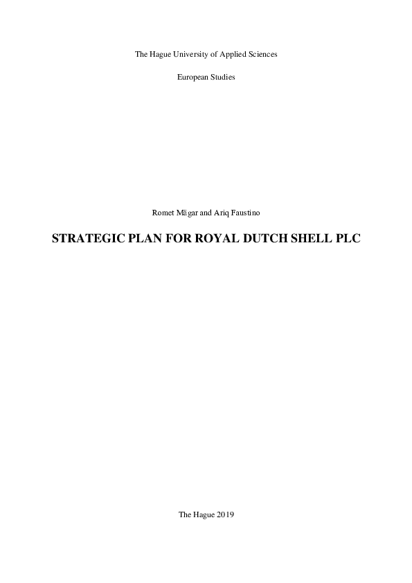 (PDF) STRATEGIC PLAN FOR ROYAL DUTCH SHELL PLC
