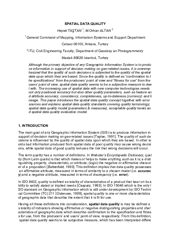 (PDF) SPATIAL DATA QUALITY