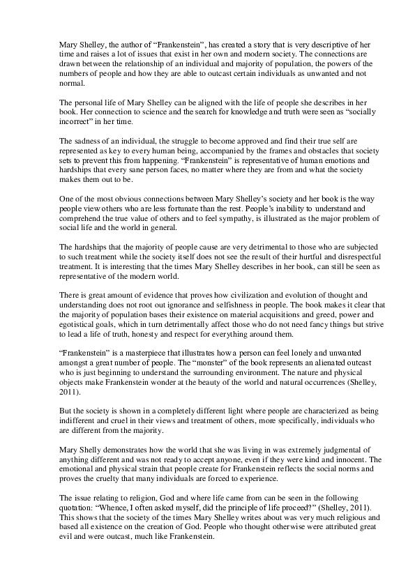 (DOC) “Frankenstein” by Mary Shelley