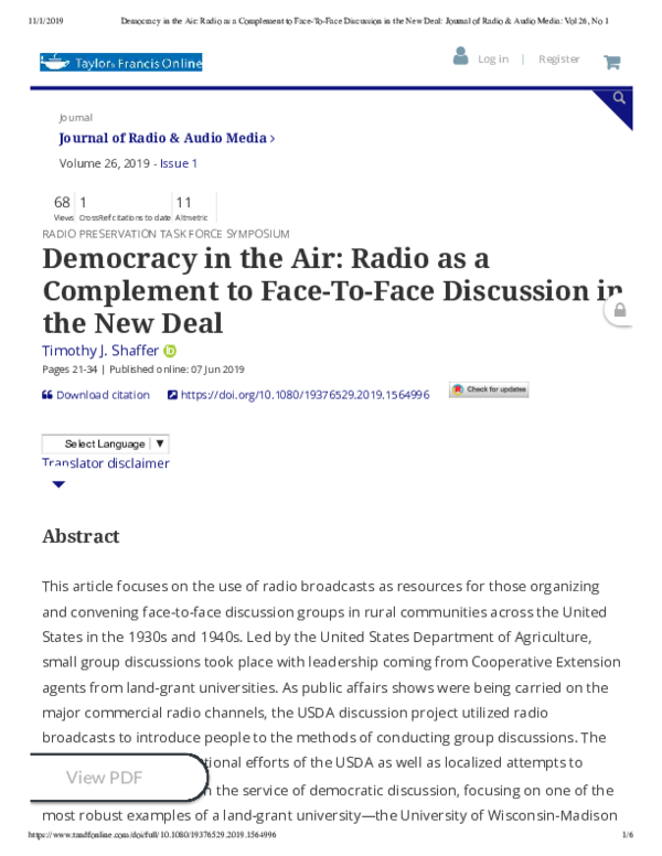 (PDF) Democracy in the Air: Radio as a Complement to Face-To-Face ...