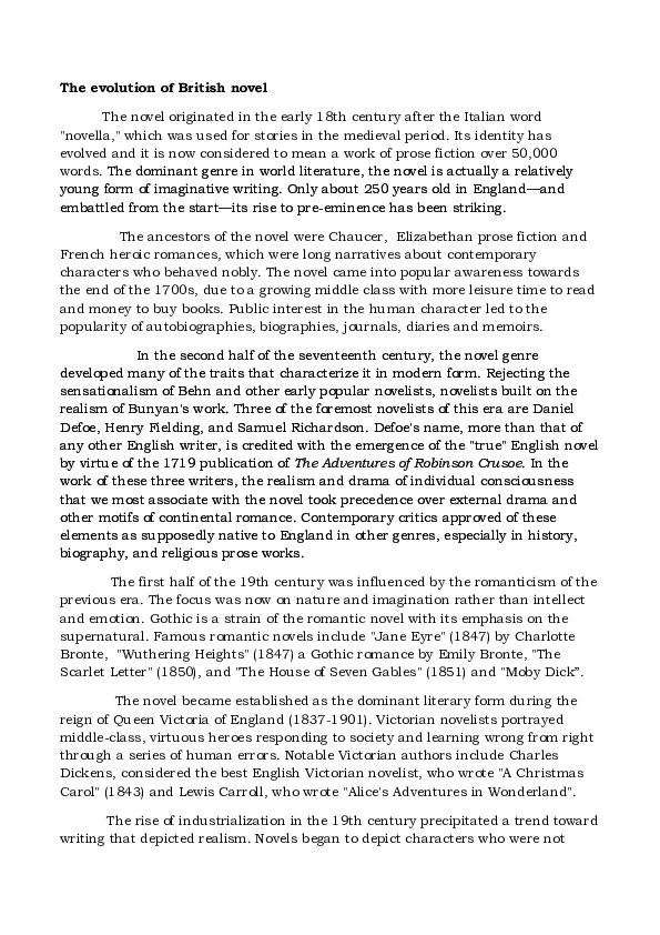 (DOC) The evolution of British novel