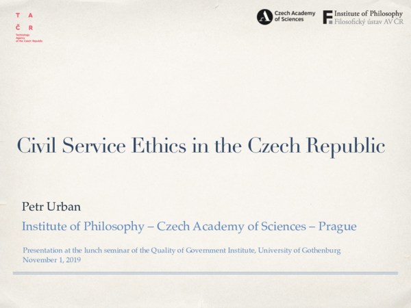 (PDF) Civil Service Ethics in the Czech Republic: Recent Developments ...