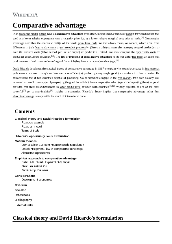 (PDF) Comparative advantage