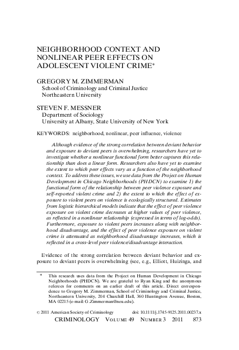 (PDF) Neighborhood Context and Nonlinear Peer Effects on Adolescent ...