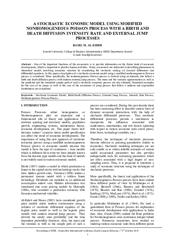 (PDF) A STOCHASTIC ECONOMIC MODEL USING MODIFIED NONHOMOGENEOUS POISSON ...