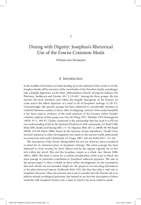 (PDF) “Dining with Dignity: Josephus's Rhetorical Use of the Essene ...