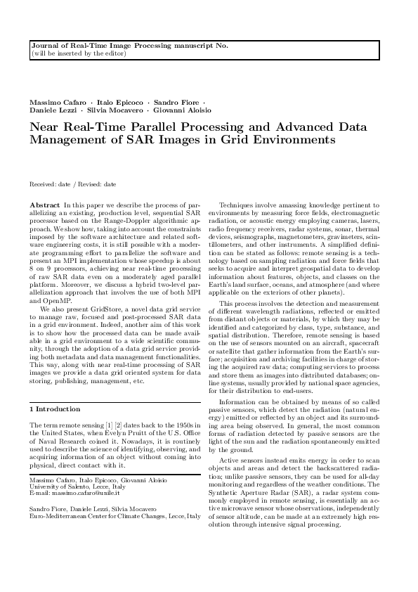 Pdf Near Real Time Parallel Processing And Advanced Data Management